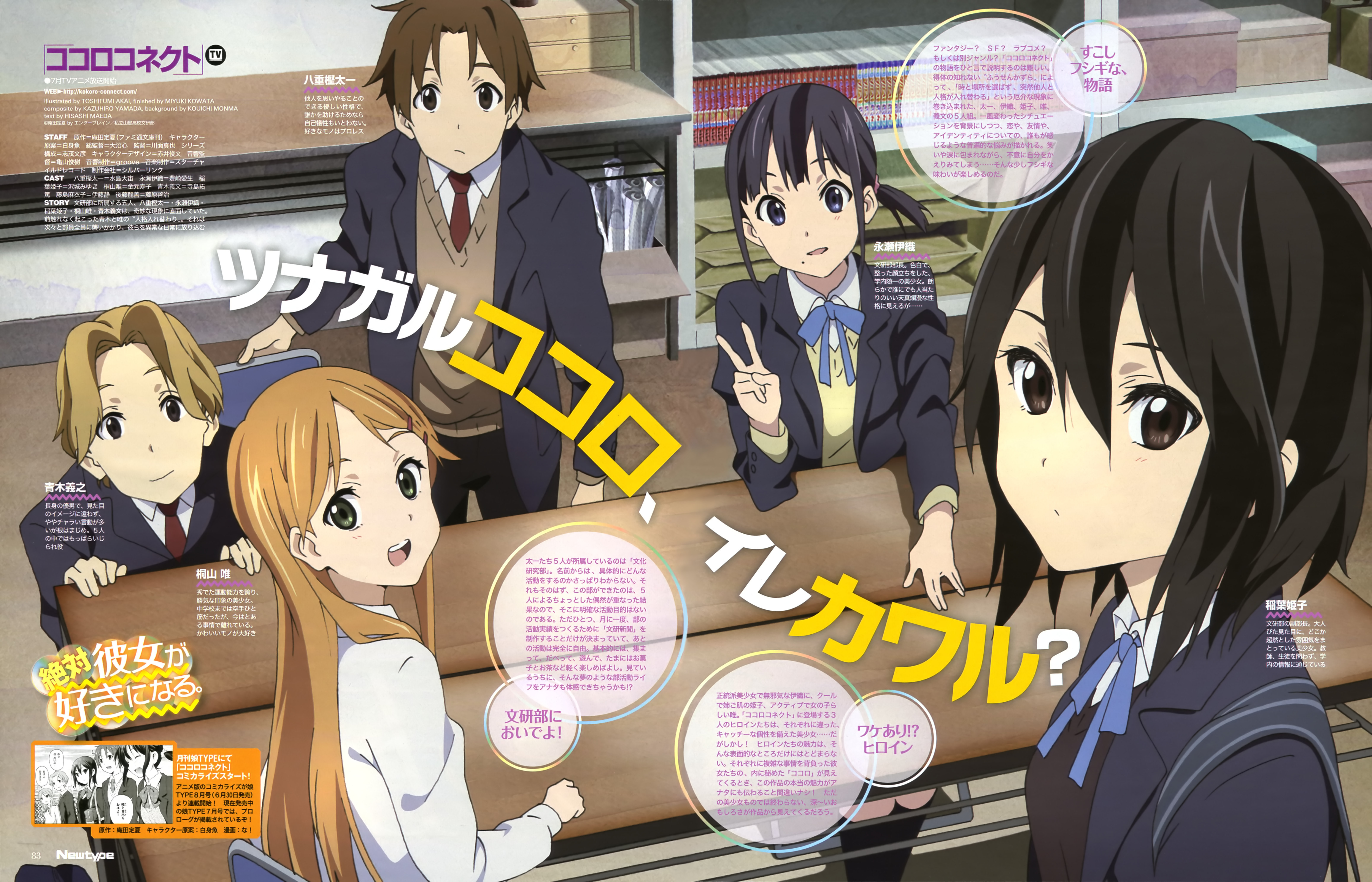 inaba himeko, nagase iori, kiriyama yui, yaegashi taichi, and aoki yoshifumi (newtype and 1 more ...